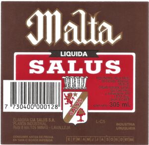 Drink Label: Malta SALUS (Fábrica Nacional de Cerveza (FNC Uruguay ...