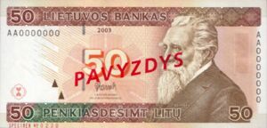 Banknote: 50 Litai (Lithuania(2001-2003 Litas Issue) Wor:P-67s
