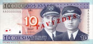 Banknote: 10 Litai (Lithuania(2001-2003 Litas Issue) Wor:P-65s