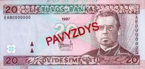 Banknote: 20 Litai (Lithuania(1997-2000 Litas Issue) Wor:P-60s