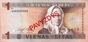 Banknote: 1 Litas (Lithuania(1993-1994 Litas Issue) Wor:P-53s
