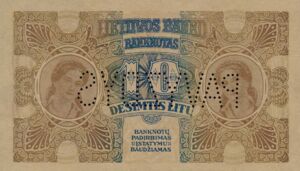 Banknote: 10 Litai (Lithuania(1922 November Issue) Wor:P-18s
