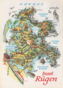بطاقات بريدية: Island of Rügen | Map (الجمهورية الديمقراطية الألمانية ...