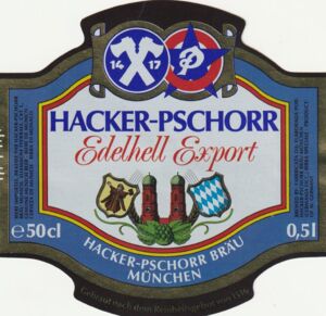 Drink Label: Hacker-Pschorr Edelhell Export (Hacker-Pschorr Brau GmbH ...
