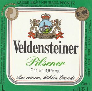 Etiqueta de Bebida: Veldensteiner Pilsener (Kaiser Bräu GmbH & Co. KG, Alemanha) Col:DE-BEER-007498