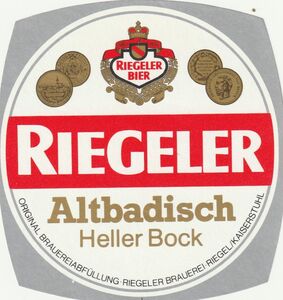 Drink Label: Riegeler Altbadisch heller Bock (Riegeler Brauerei, Germany, Federal RepublicCol:DE ...