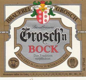Drink Label: Grosch´n Bock (Brauerei Grosch, Germany, Federal ...