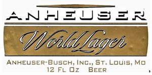 Etiqueta de bebida: Anheuser World Lager (Anheuser-Busch InBev, Estados ...