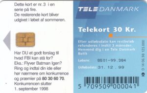 Phonecard: Fbi (Tele Danmark, Denmark(Tdc Definitive) Tel:TDD014