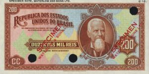 Banknote: 200 Mil Reis (Brazil(1891-1931 Issue) Wor:P-82s