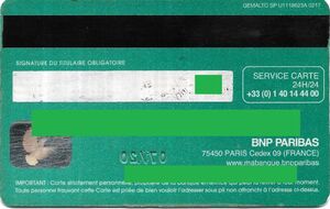 Bank Card: BNP Paribas (BNP Paribas, FranceCol:FR-VI-0054.03