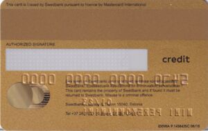 Bank Card: MasterCard Gold (Swedbank, EstoniaCol:EE-MC-0132.05