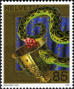 Stamp: Legend of Charlemagne & the Snake (Switzerland(Swiss Legends and ...