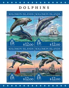 Stamp: Dolphins (Solomon Islands(Dolphins (2016)) Mi:SB 3771-3774KB,Yt ...