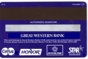 Bank Card: Great Western Bank (Great Western Bank, United States of ...