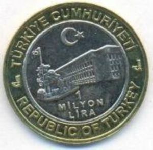 Coin: 1,000,000 Lira (Foundation of the Mint 2002) (Turkey) (2003~2004 ...