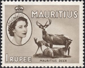 Stamp: Javan Rusa (Cervus timorensis) (Mauritius(Queen Elizabeth II and ...
