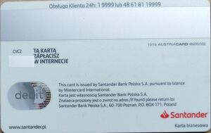 Bank Card: Santander Business (Santander Bank Polska, PolandCol:PL-MC ...