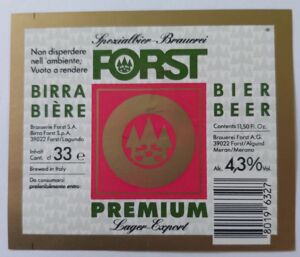Drink Label: Forst Premium Lager Export (Birra Forst S.p.A., ItalyCol ...