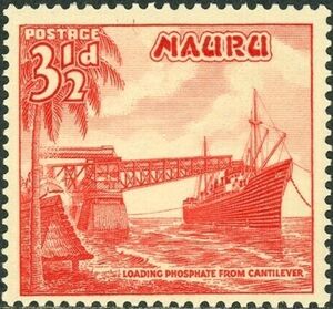 Stamp: Loading Phosphate from Cantilever (Nauru(Native Scenes and Wildlife) Mi:NR 40,Sn:NR 41,Yt ...