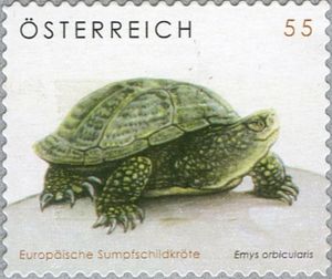 Stamp: European Pond Turtle (Emys orbicularis) (Austria(Wildlife) Mi:AT ...