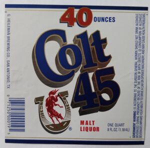 Etiqueta de bebida: Colt 45 (The National Brewing Co., Estados Unidos ...