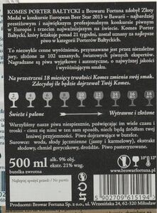 Drink Label: Komes Porter Baltycki (Browar Fortuna Miłosław, PolandCol ...