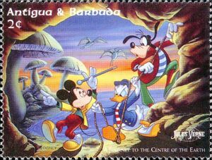 Stamp: Mickey, Donald and Goofy Entering Cave (Antigua and Barbuda ...