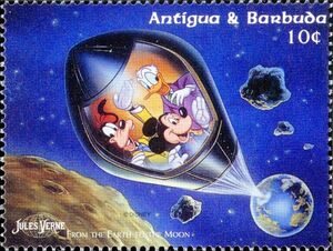 Stamp: Mickey, Donald and Goofy in Space Rocket (Antigua and Barbuda ...