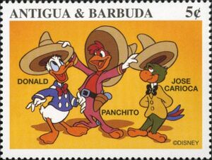 Stamp: Donald, Panchito and Jose Carioca (Antigua and Barbuda(Walt ...