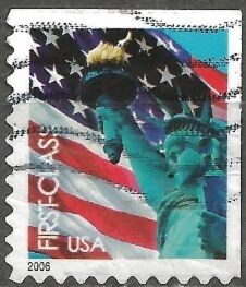 Stamp: Liberty & Flag (United States of America(Flag and Liberty) Mi:US ...