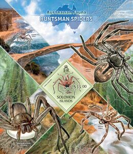Stamp: Flat Huntsman Spider (Delena cancerides) (Solomon Islands ...