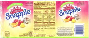 Drink Label: Fruit Punch (Snapple Beverage Corp., United States of ...