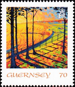 Stamp: Cobo Gold by James Colmer (Guernsey(Artwork from National ...