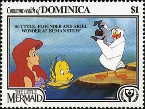 Stamp: The little Mermaid - Scuttle, Flounder and Ariel wonder ...