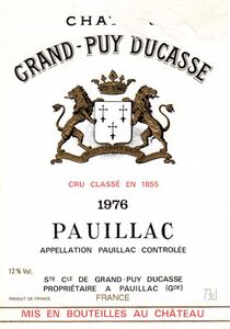 Drink Label: Château Grand-Puy Ducasse, Pauillac AOC 1976 (Société ...
