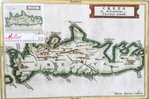 Postcard: Map of Crete - Cluverius P., 1676 AD (Greece(- Maps) Col:GR ...