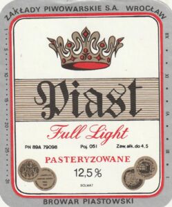 Drink Label: Piast Full Light (Browar Wroclaw, PolandCol:PL-BEER-007943
