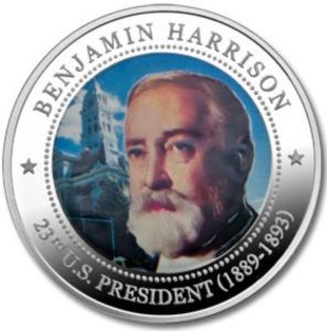 Coin: 5 Dollars (23th US president Benjamin Harrison 1889-1893 ...