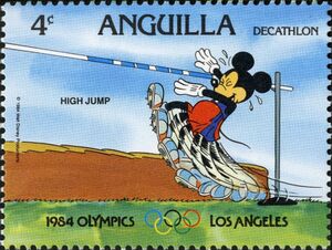 Stamp: Decathlon - High Jump (Mickey) (Anguilla(Summer Olympic Games ...