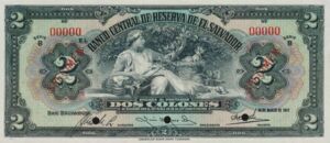 Banknote: 2 Colones (El Salvador(1934-1954 Issue) Wor:P-76s