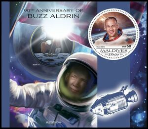 Stamp: Buzz Aldrin (Maldives(Buzz Aldrin, 90th Birth Anniversary (2020 ...