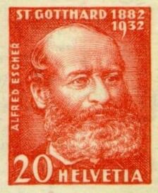 Stamp: Alfred Escher (1819-1882) (Switzerland(Gotthard-tunnel) Mi:CH ...
