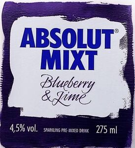 Drink Label: Blueberry & Lime (The Absolut Company AB, SwedenCol:SE ...