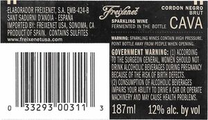 Drink Label: Freixenet Cordon Negro Brut (Freixenet S.A., SpainCol:ES ...