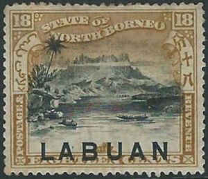 Stamp: Mount Kinabalu (Labuan(North Borneo Type of 1897 Overprinted ...