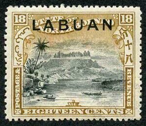 Stamp: Mount Kinabalu (Labuan(North Borneo Type of 1897 Overprinted ...