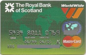 Bank Card: The Royal Bank Of Scotland (The Royal, United Kingdom of ...