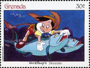 Stamp: Pinocchio, The fish (Grenada(Disney - Pinocchio) Mi:GD 1660,Sn ...
