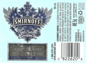 Drink Label: Smirnoff Espresso (Smirnoff Co., United States of ...